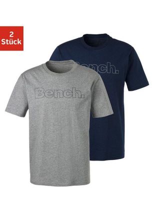 Bench T-Shirt (2-tlg) Shirt mit Logoprint, Basicshirt mit Rundhals aus reiner Baumwolle