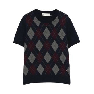 Tory Burch Merino-Wollpullover mit Argyle-Muster - - Knitwear - Damen - Mehrfarbig - S