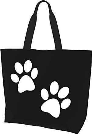 AOOEDM Sketches Of Dog Paw Prints Sac &agrave; provisions r&eacute;utilisable en toile pour dames
