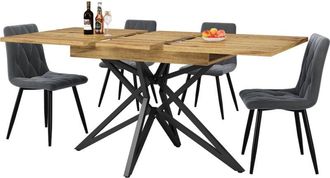Liberte Table &agrave; Manger Extensible - Ttable de Cuisine - Plateau de Table en Imitation Marbre -110-140x80cm -MDF - Bois