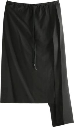 Yohji Yamamoto Jupe asym&eacute;trique &agrave; cordon de serrage - Femme - Jupes - Noir - Taille: 40 FR