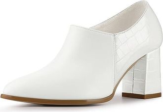 Allegra K Bottines Oxford à bout pointu patchwork pour femmes blanche 39