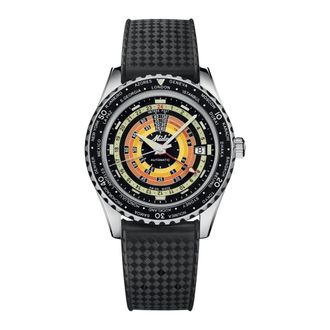 Mido Ocean Star Decompression Worldtimer - Automatik - Schwarzes Zifferblatt - Stahlgeh&auml;use - 40.50 mm - 20 bar - Saphirglas - Gummiband - Schwarz - Stahlv