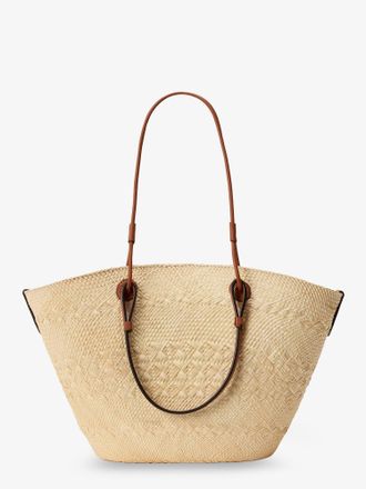 Loewe Womens Shoulder Bag Paulas Ibiza Raffia-Leather Beige Raffia/leather