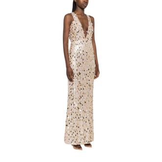 BABYLON Femme, Robes, Multicolore, Taille: 38 FR Sequin V-Neck Gown
