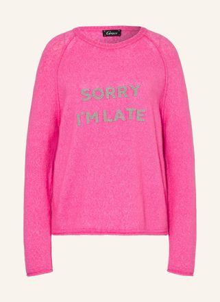 Grace Grace Pullover Sorry Im Late Mit Schmuckperlen pink