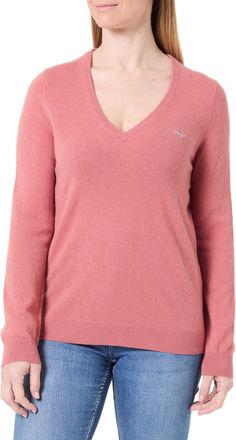 GANT Damen Extrafine Lambswool Blend V-Neck Pullover, Faded Brick, S