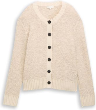 Tom Tailor Damen 1049149 Bouclé Cardigan mit Wollanteil, 36844-sand Stone beige Melange, XXL