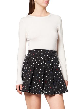 Love Moschino mini Skirt in Viscose Satin Printed in All-Over mini Hearts