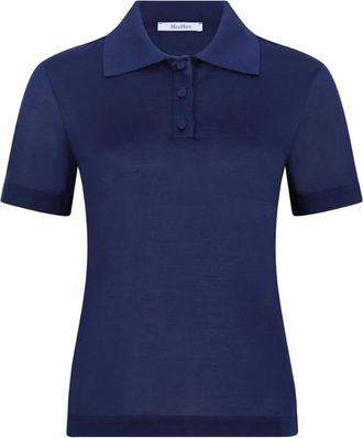 Max Mara Femme, Tops, Bleu, Taille: 40 FR Polo en Soie &agrave; Manches Courtes