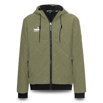 Puma Workwear Veste dhiver pour homme avec capuche et motif matelass&eacute; - Doublure chaude - Avec cordon de serrage - Veste de travail robuste et r&eacute;sistante p