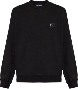 Dolce & Gabbana Homme, Sweatshirts et sweats &agrave; capuche, Noir, Taille: L SweaT-shirt ras du cou avec logo
