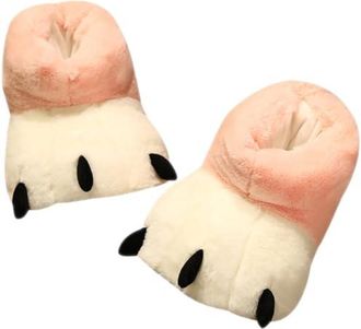 Hemobllo Pantoufles DInt&eacute;rieur en Peluche pour Femmes Pantoufles DHiver Chaudes et Moelleuses &agrave; Motif Pattes de Chat Semelle Antid&eacute;rapante &Eacute;paisse Taille Uniqu