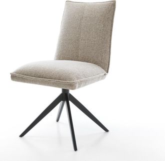 DELIFE Drehstuhl Lelio-Flex Webstoff Soft Beige Kreuzgestell breit Schwarz 360&deg; drehbar Wippfunktion Taschenfederkern, Esszimmerst&uuml;hle