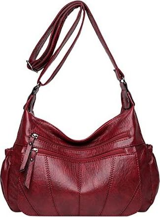 Generic Sac &agrave; bandouli&egrave;re d&eacute;contract&eacute; pour femme, sac &agrave; bandouli&egrave;re r&eacute;glable en cuir, sac &agrave; bandouli&egrave;re pour femme, Rouge, Taille unique
