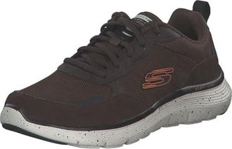 Skechers Baskets Flex Advantage 5.0 pour Homme, Maille Daim Marron Duraleather Bordure Noire, 45 EU