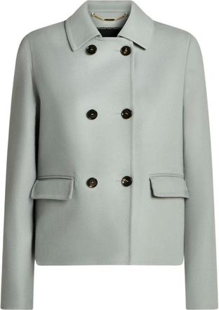 Kiton Femme, Manteaux, Bleu, Taille: 42 FR Pure Cashmere Double-Breasted Overcoat