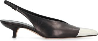 Sportmax Femme, Chaussures, Noir, Taille: 37 EU Escarpin Slingback en Cuir Liuti