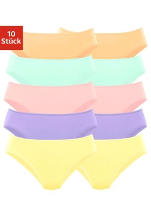 Petite Fleur Bikinislip PETITE FLEUR, Damen, Gr. 32/34, bunt (orange, gr&uuml;n, rosa, lila, gelb), Single Jersey, Obermaterial: 95% Baumwolle, 5% Elasthan, unifarben, 