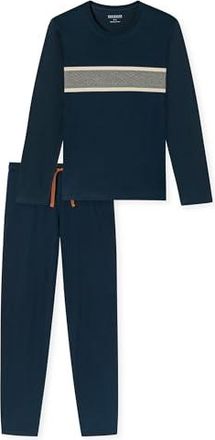 Schiesser Pyjama d&eacute;contract&eacute; pour homme - Long - Jacquard - Rayures - Coton, Pyjama d&eacute;contract&eacute; amiral, 52