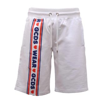 GCDS Wei&szlig;e Bermuda-Sweatshorts mit Kordelzug - - Shorts - Herren - Wei&szlig; - L