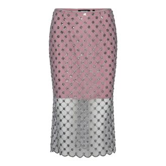 Rotate Pailletten-Midi-Rock aus Blumen-Mesh - - Skirts - Damen - Rosa - S