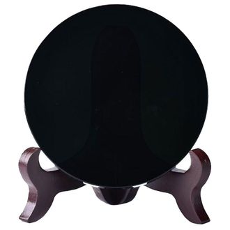 Cabilock Obsidian Spiegel Mit St&auml;nder Schwarzer Obsidianspiegel F&uuml;r Wohnzimmertisch Deko Und Meditation Gothic Home Decor 8 Zoll