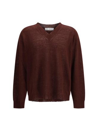Our Legacy Mens V-Neck Sweater Cabernet Linen