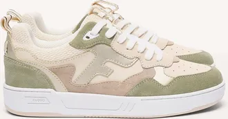 Faguo Baskets &eacute;cru et kaki clair cuir