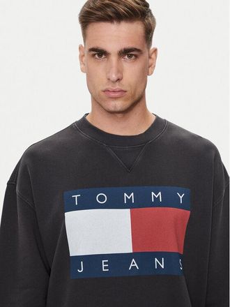 Tommy Jeans Sweatshirt Big Flag DM0DM19222 Schwarz Relaxed Fit