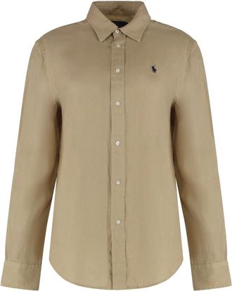 Polo Ralph Lauren Femme, Blouses et Chemises, Beige, Taille: 42 FR Chemise en lin coupe classique