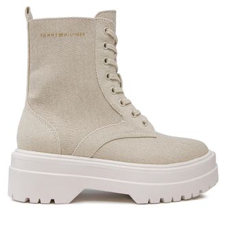 Tommy Hilfiger Schn&uuml;rstiefeletten Tommy Hilfiger Feminine Essential Canvas FW0FW07357 Beige
