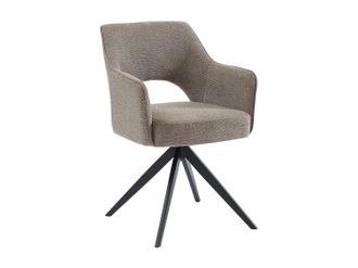 Vente-Unique B&uuml;rostuhl Drehstuhl mit Armlehnen - Stoff & Metall - Taupe - Konya