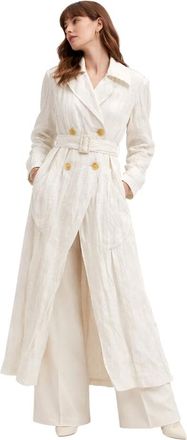 Erika Cavallini Semi Couture Femme, Manteaux, Blanc, Taille: 36 FR Trench en organza m&eacute;tallis&eacute;