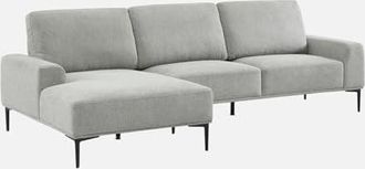 Sweeek Canapé 3 Places Gris Clair Angle Gauche et Structure/piètement métal Noir