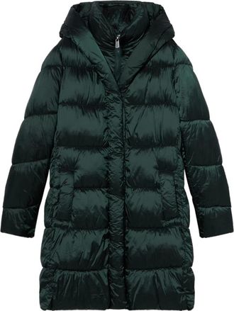 Oltre Femme, Manteaux, Vert, Taille: 46 FR Longue doudoune en nylon avec capuche