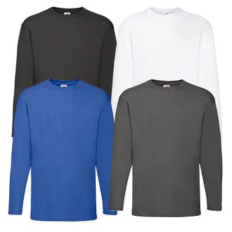 Fruit Of The Loom 4 T Shirt Longsleeve M L XL XXL Langarm Verschiedene Farbsets ausw&auml;hlbar (XXL, 1Royal 1Weiss 1 Schwarz 1Graphit)