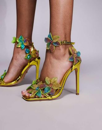 Azalea Wang Azalea Wang - Neriya - Sandales à talons et fleurs à ornements - Multicolore