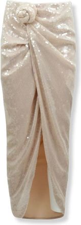 Rotate Rotate Birger Christensen, Femme, Jupes, Beige, Taille: 40 FR Sequins Knot Skirt