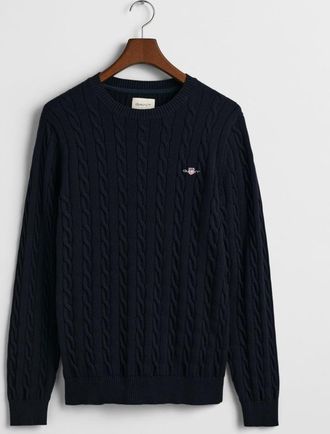 GANT Leichter Pullover mit Zopfstrickmuster und Logo-Stickerei in