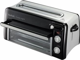 T-fal RETRO Toast n Grill - 2-in-1 Toaster und Mini-Backofen, 1300 W, energieeffizienter Mini-Ofen zum Toasten, Grillen & Aufbacken, kompakt, Schwarz/Alu ma