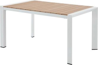 Vente-Unique Table de jardin en aluminium L.150 cm - Naturel clair et blanc - NYROS de MYLIA