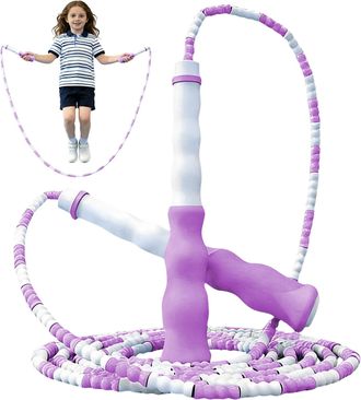 Generic Springseile f&uuml;r Fitness, 2 m, weiche Perlen, verstellbare L&auml;nge, Workout, Springseil f&uuml;r Herren, Damen und Kinder, Fitness (lila - Grifftyp B)