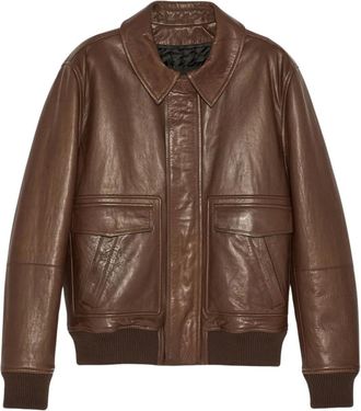 Yves Salomon Homme, Vestes, Brun, Taille: L Blouson Aviateur en Cuir