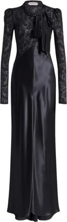 Alberta Ferretti Femme, Robes, Noir, Taille: 42 FR Robe de soir&eacute;e en satin et dentelle