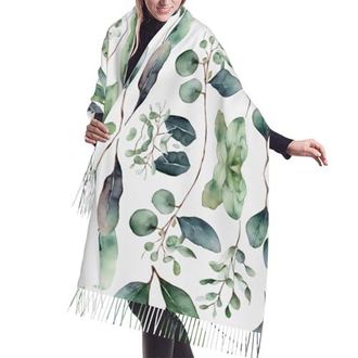 Generic Feuilles DEucalyptus Vertes Femme Foulard &Eacute;pais Scarf Douce Ch&acirc;le Pour Mariage Automne Hiver Cadeau