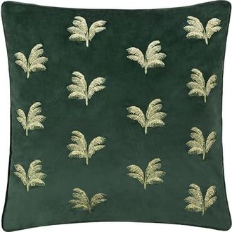 Riva Paoletti Guilded Palms Besticktes, mit Polyester gefülltes Kissen - Smaragd - 45 x 45 cm