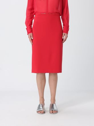 Elisabetta Franchi Jupe crayon midi en cr&ecirc;pe &agrave; taille haute avec fente
