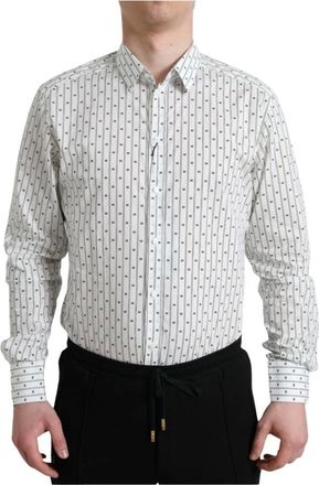 Dolce & Gabbana Homme, Chemises, Blanc, Taille: M Chemise Imprim&eacute;e Coupe Classique