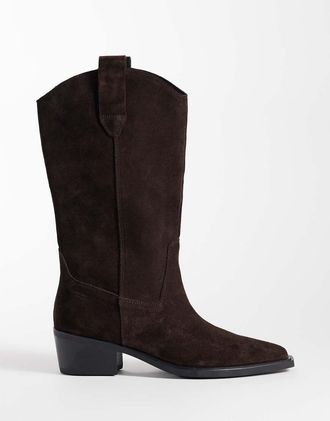 Vagabond Shoemakers Kelsey bottes western en daim mi-mollet marron